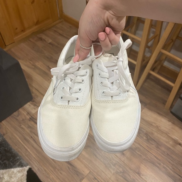 Vans | Shoes | Low Top Vans Skate Shoes Cream And White | Poshmark